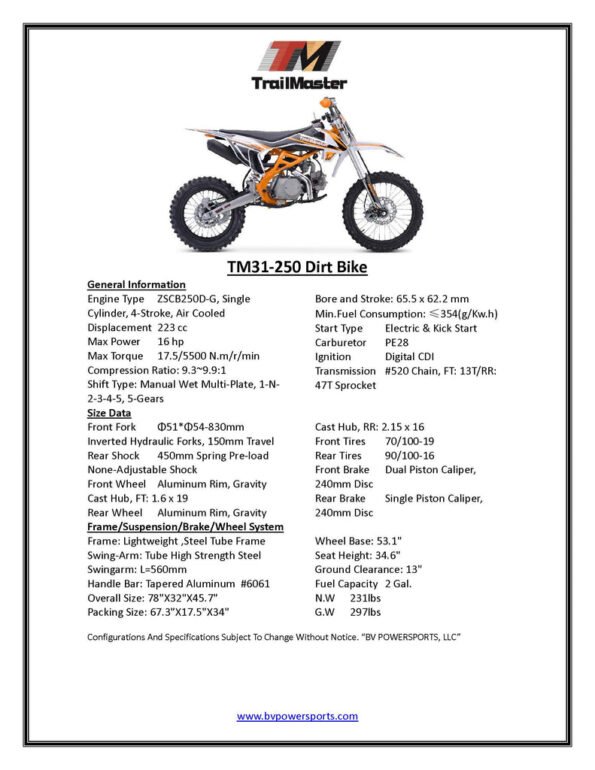 Trailmaster TM31 250 Off-Road Dirt Bike - Unleash Adventure